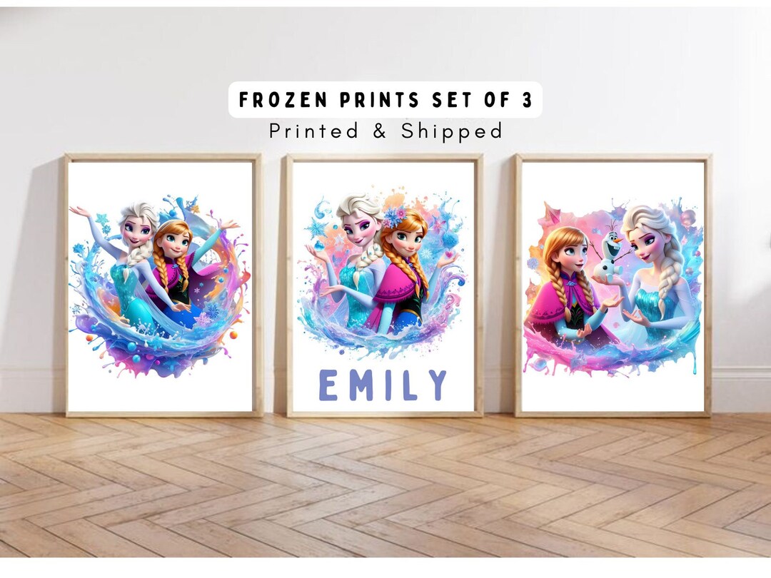 Frozen Wall Art – Set of 3, Colorful Splash, Personalised - Etsy