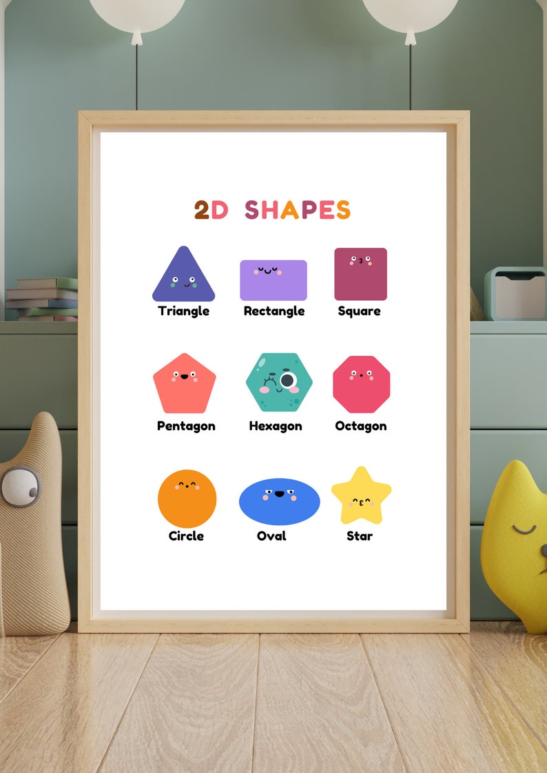 Childrens Educational Poster: 2D Shapes. Facilitating - Etsy