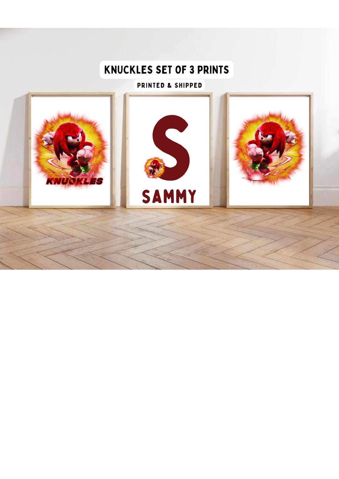 Knuckles Set of 3 Prints Paint Splash Design, Colourful Childrens Wall ...