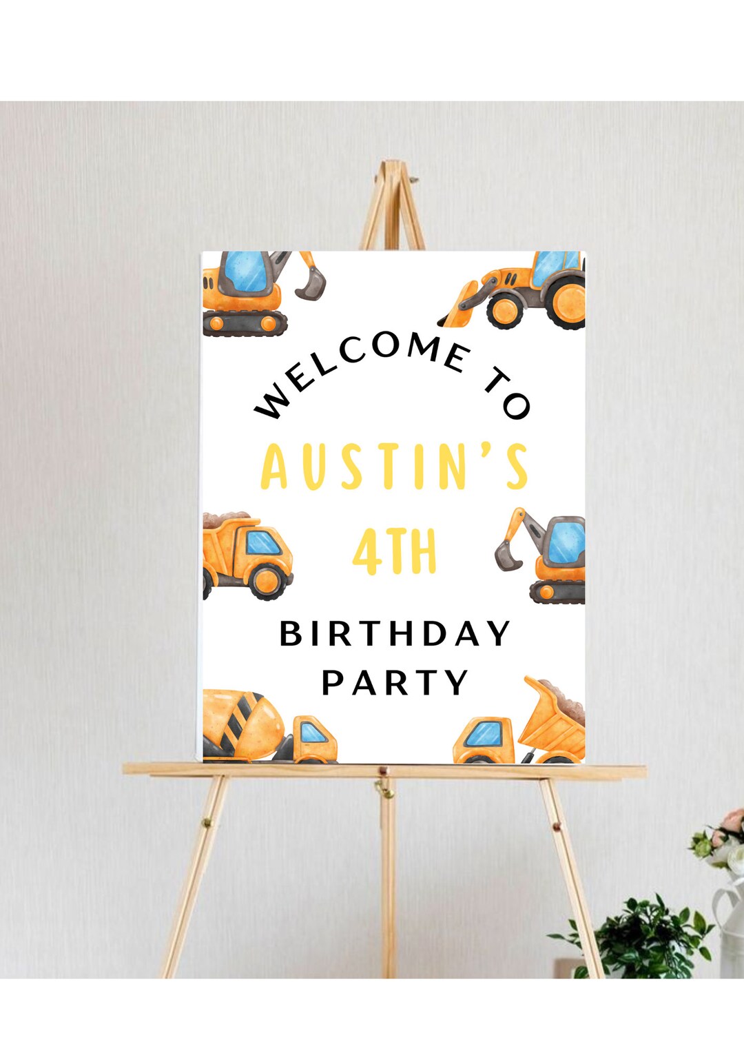 Construction Theme for Birthday Boy, Kids, Excavator Digger Decoration ...