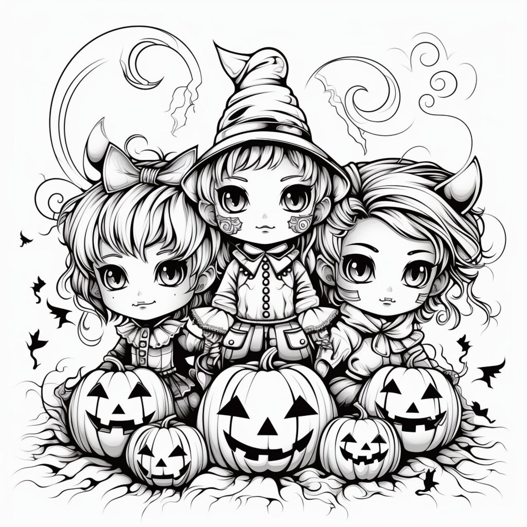 Halloween Themed Coloring Pages - Etsy