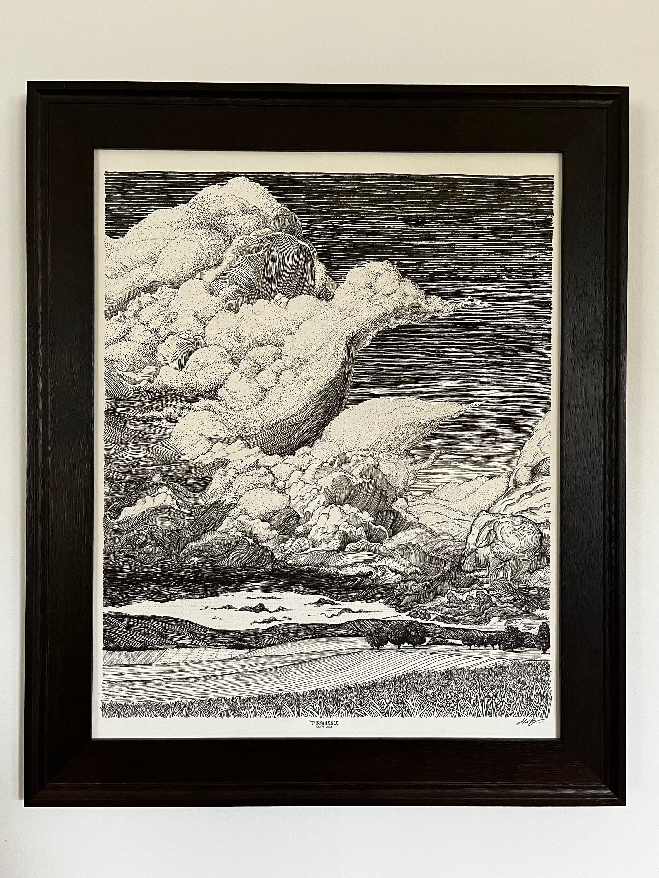 Turbulence- Landscape Storm Artwork Pen and Ink Drawing Print Wall ...