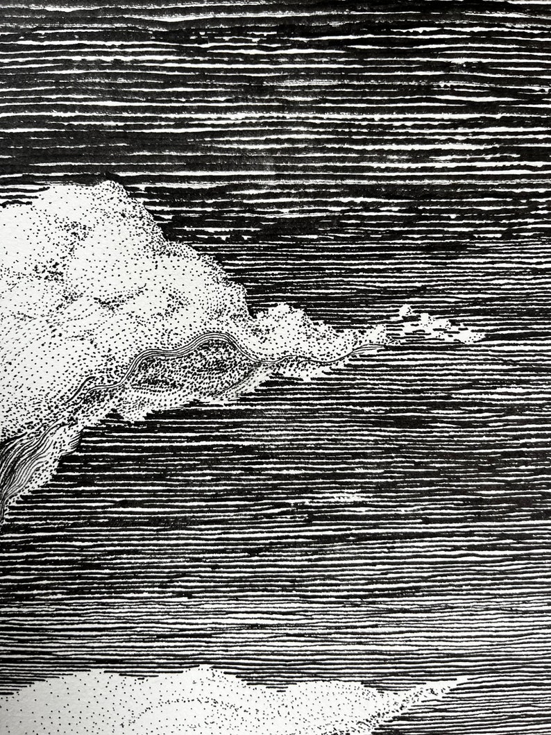 Turbulence- Landscape Storm Artwork Pen and Ink Drawing Print Wall ...