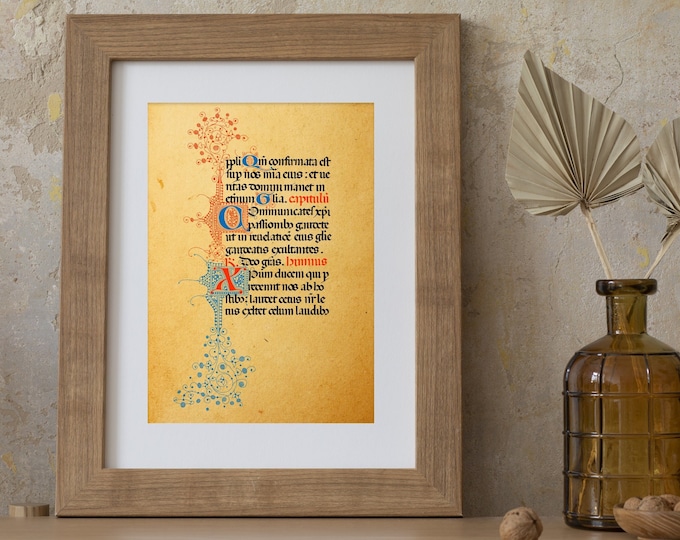 Illuminated Manuscript Letter R Initial With Classic Flourish Floral ...