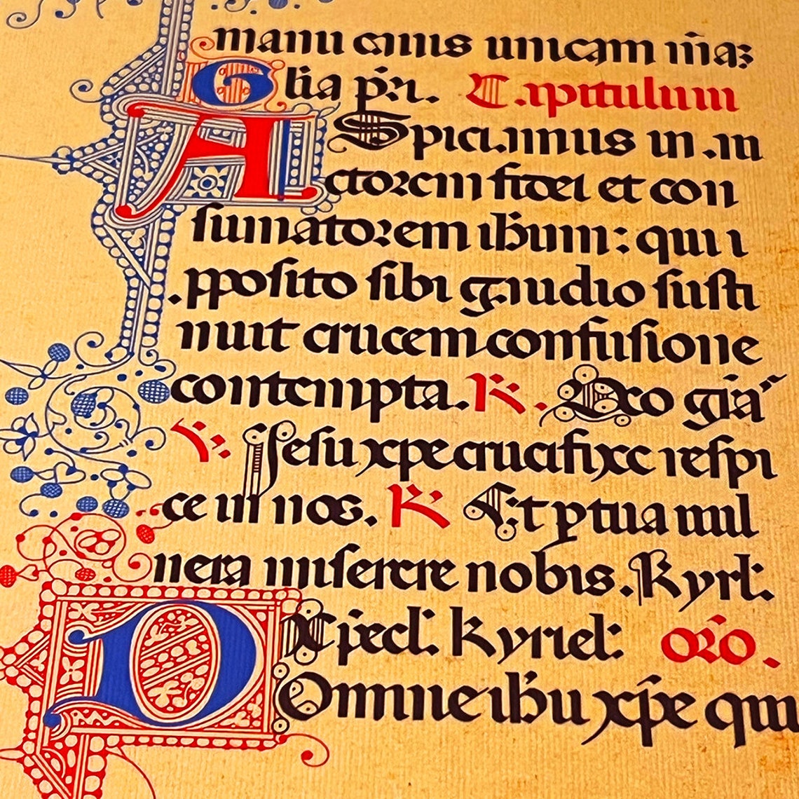 Medieval Illuminated Manuscript Hand Drawn - Book of Hours XV Century ...