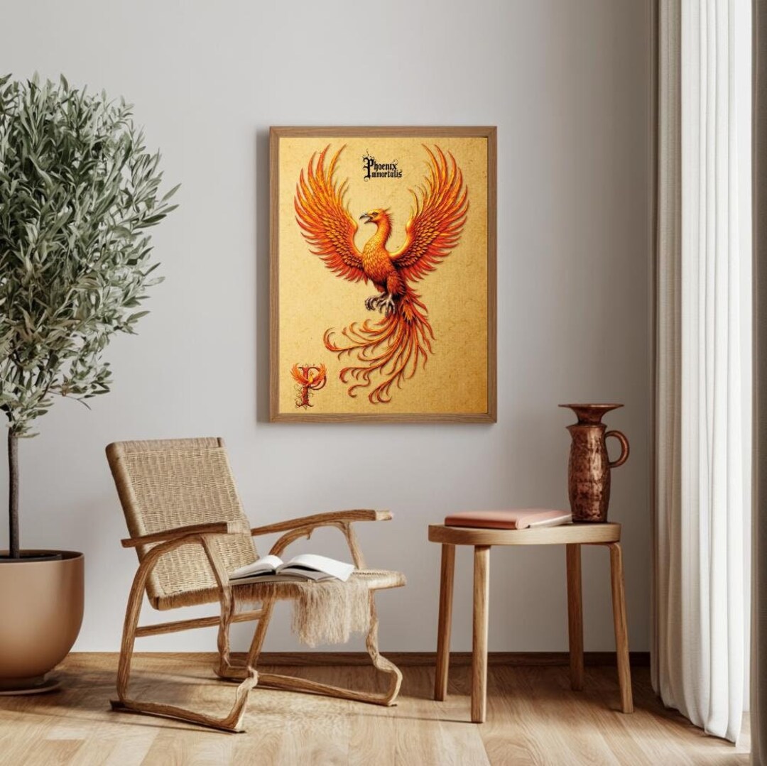 Phoenix Immortalis - Medieval Illuminated Art | Mythical Phoenix ...
