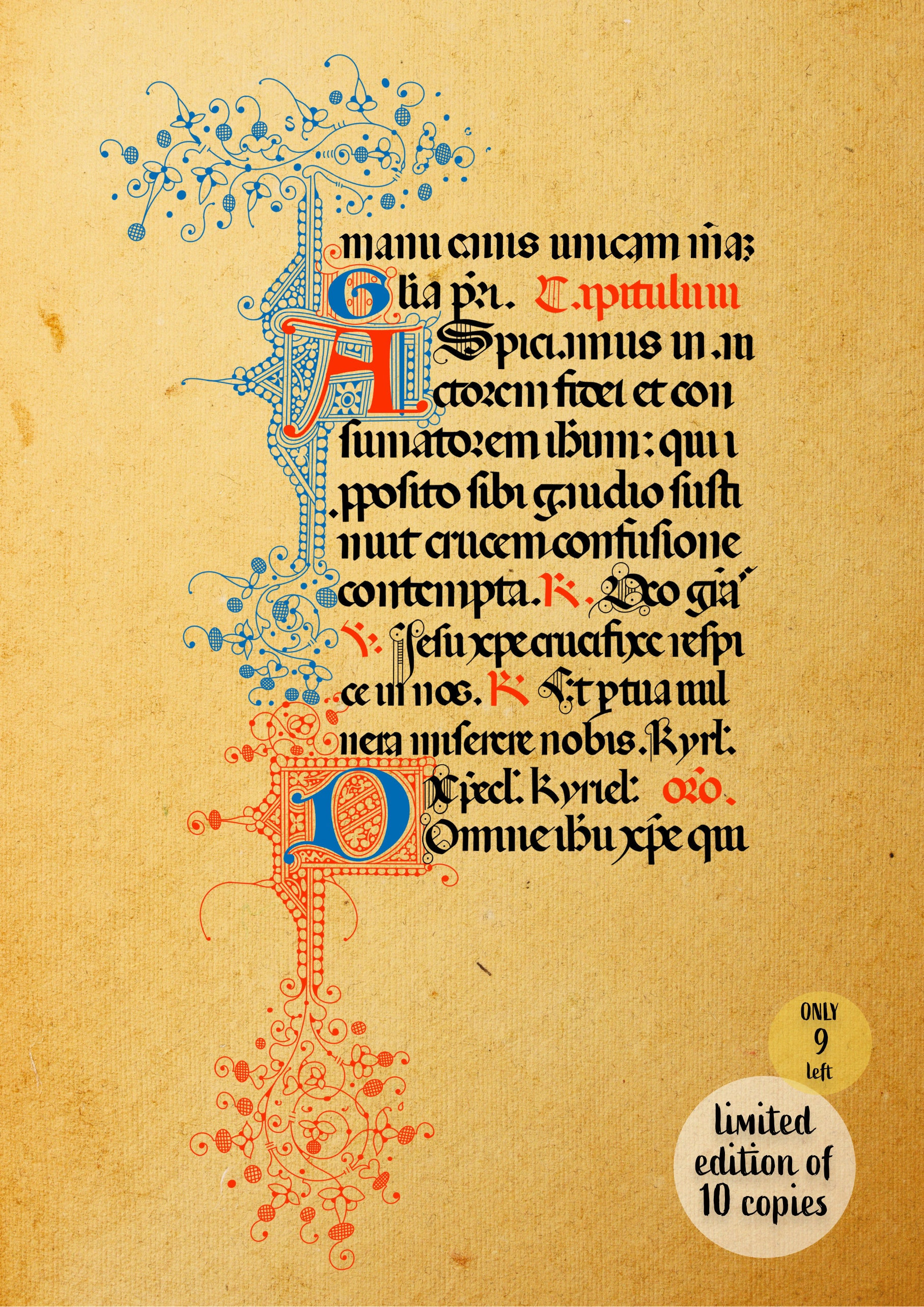 Medieval Illuminated Manuscript Hand Drawn - Book of Hours XV Century ...