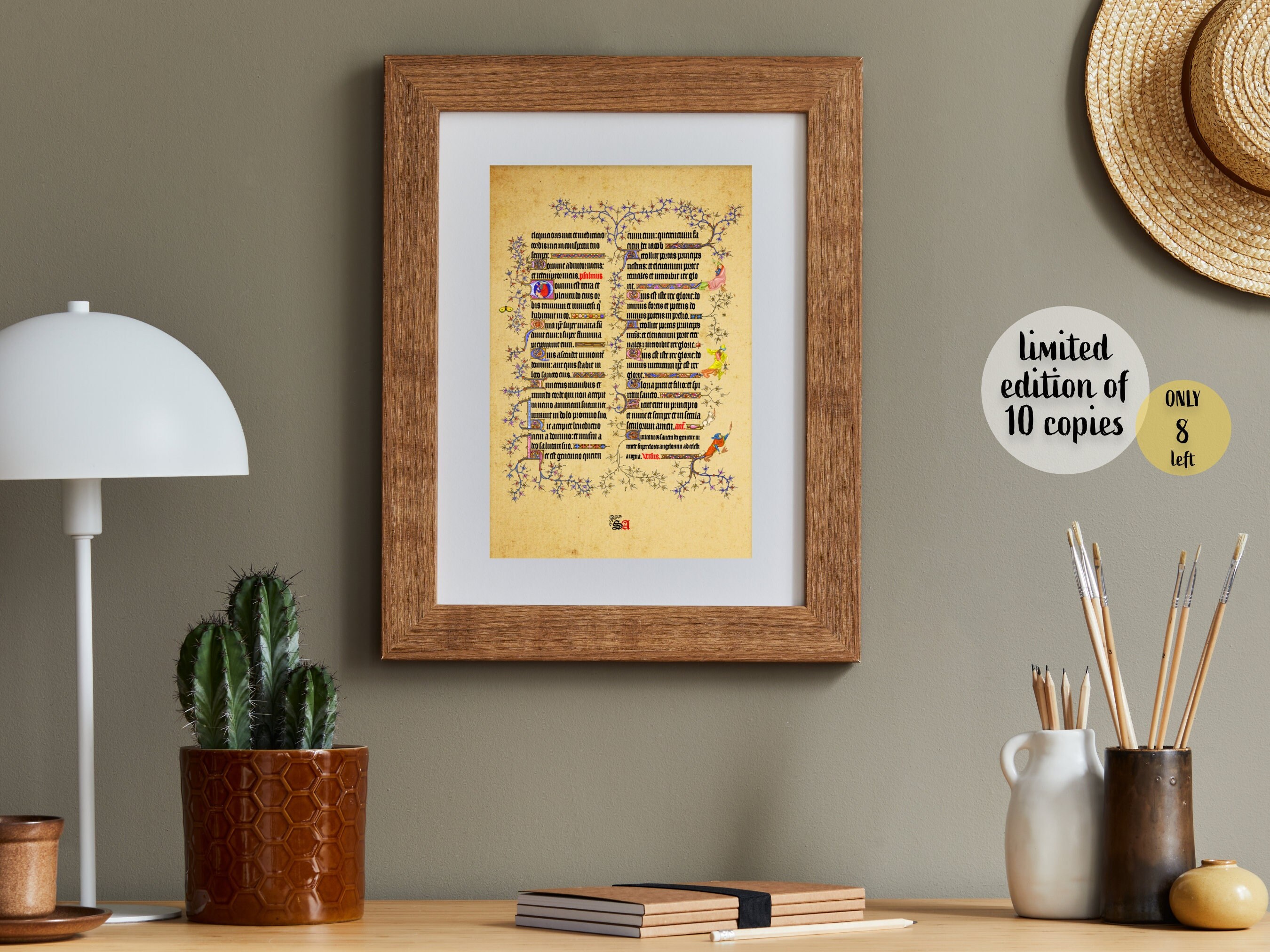 Hand Drawn Medieval Illuminated Manuscript Art Print A4 Size Wall ...