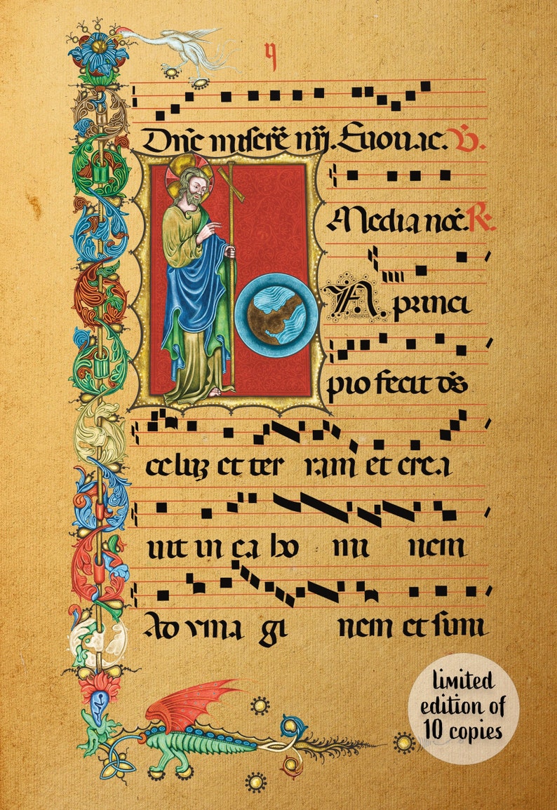 Medieval Handwritten Score Music • Limited Edition of 10 Copies • Wall ...