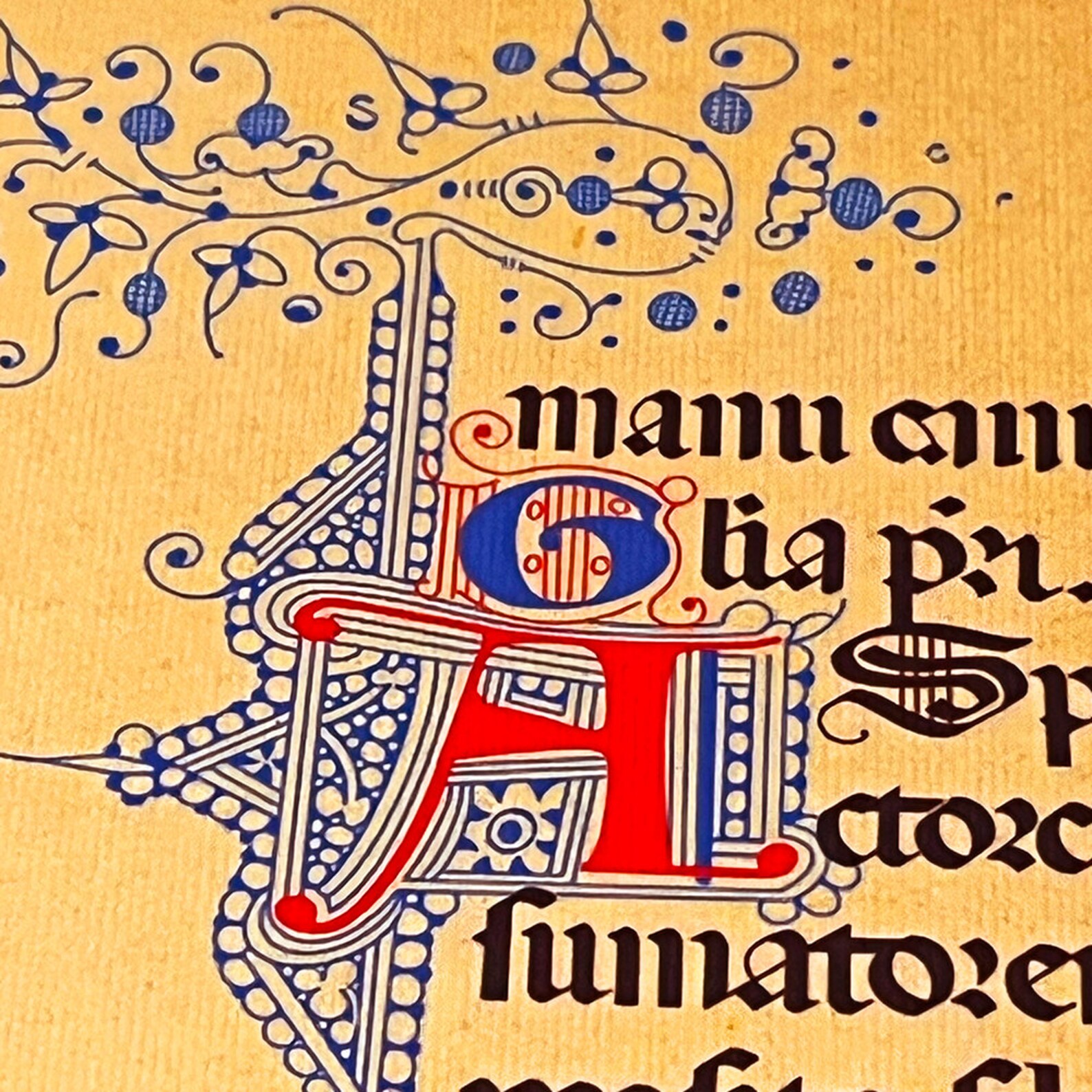 Medieval Illuminated Manuscript Hand Drawn - Book of Hours XV Century ...