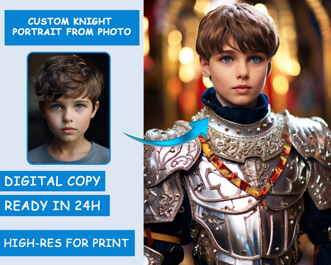 Birthday Gift Medieval Knight Custom Portrait From Photo or Birthday ...