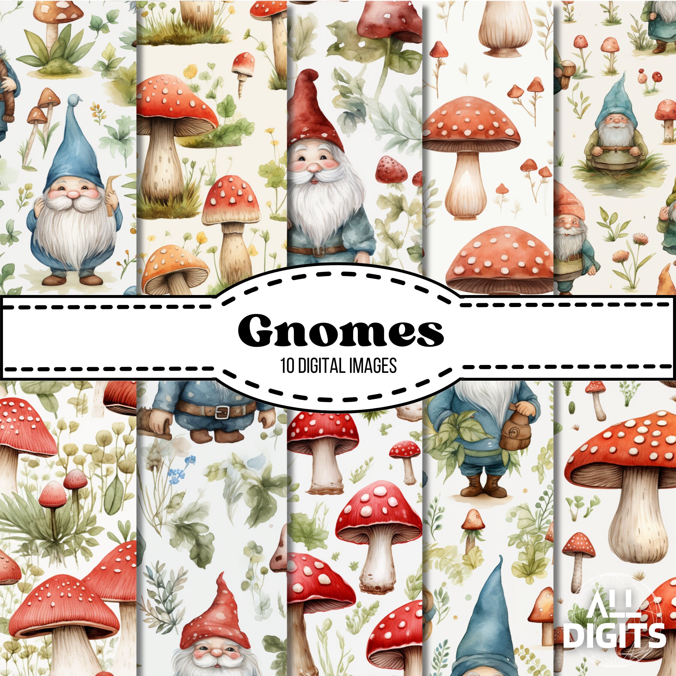 Gnomes Digital Paper, 10 Printable Paper, Seamless Pattern, Instant Download - Etsy