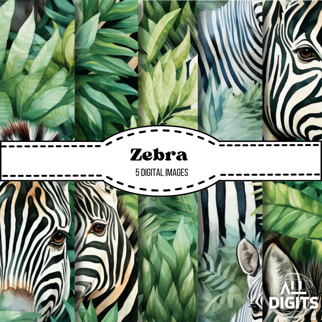 Zebra Digital Paper, 5 Printable Paper, Instant Download - Etsy