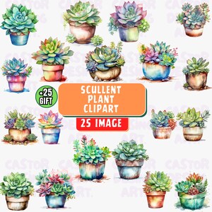 Watercolor House Plants Clipart, Watercolor Houseplants in Pot Clipart ...