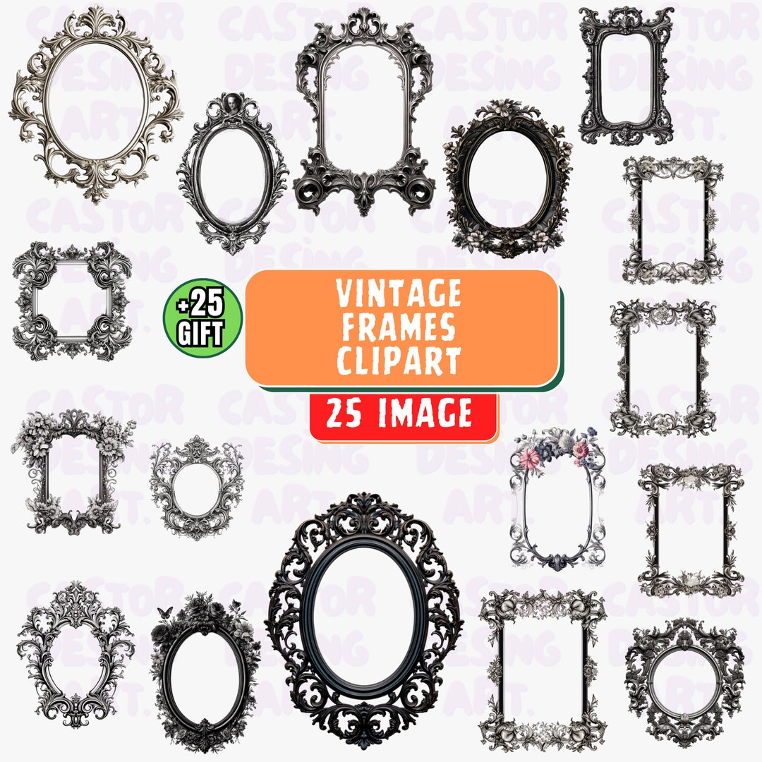 Vintage Antique Vintage Frames Clipart, Ornate Frames Clipart Printable, Frame Border Clipart ...