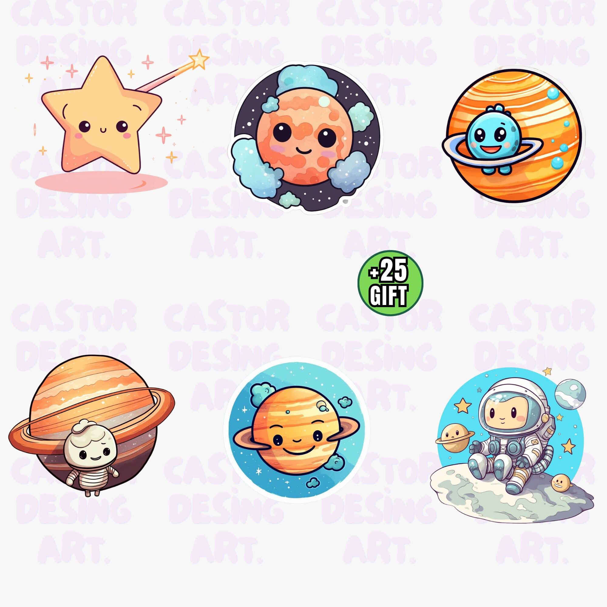 Planets Cute Space Clipart Png, Solar System Clipart, Space Bundle ...