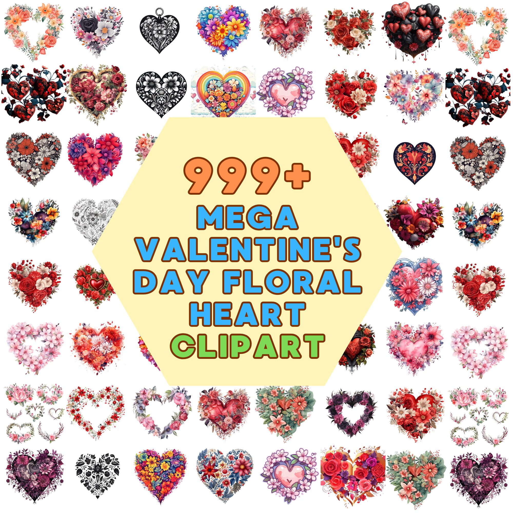 Valentines Digital Clipart Set, Valentine's Day Clip Art, Plants Key ...