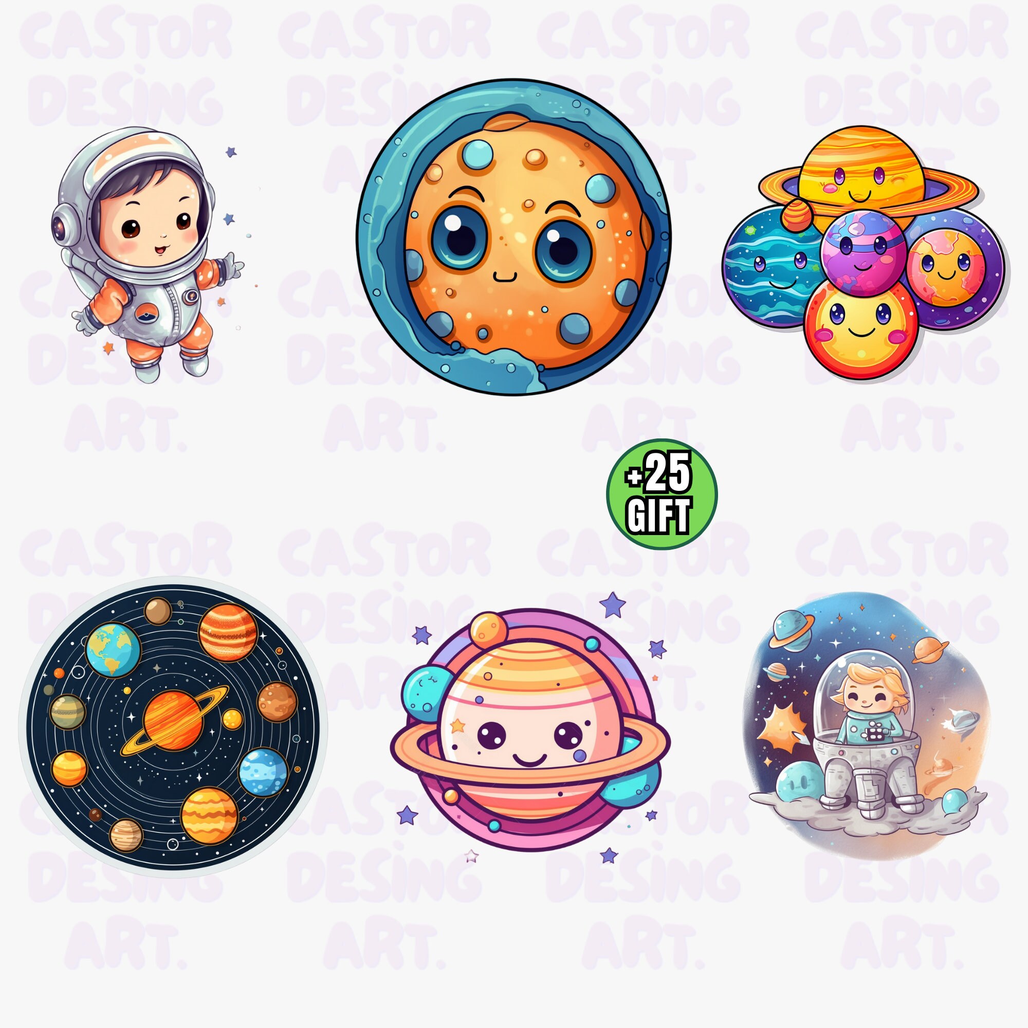 Planets Cute Space Clipart Png, Solar System Clipart, Space Bundle ...