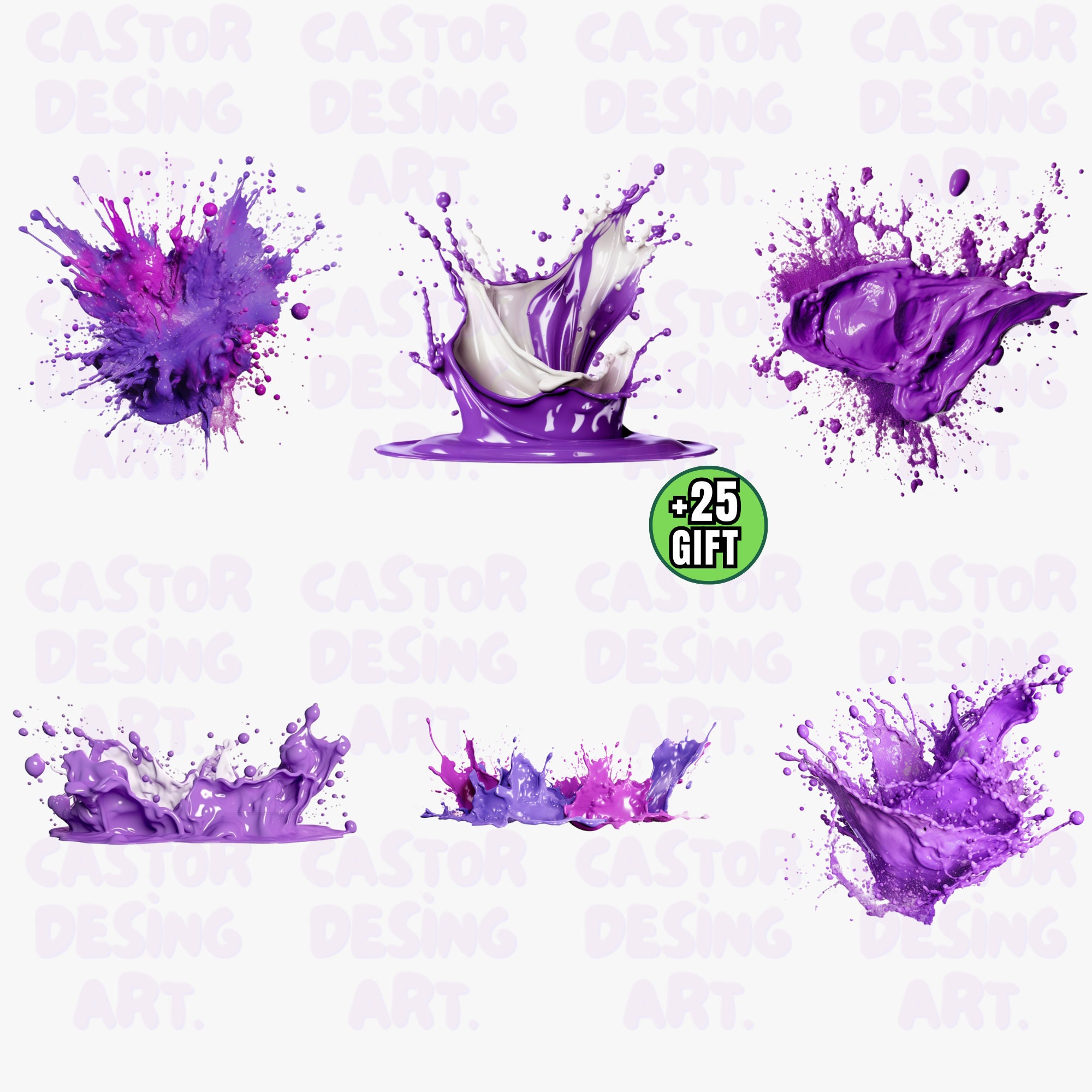 Purple Watercolor Splashes and Splotches Clipart Splat Hand - Etsy