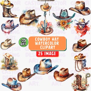 Watercolor Western Clipart, Cowboy Clipart Texas Cowboy Ranch PNG ...
