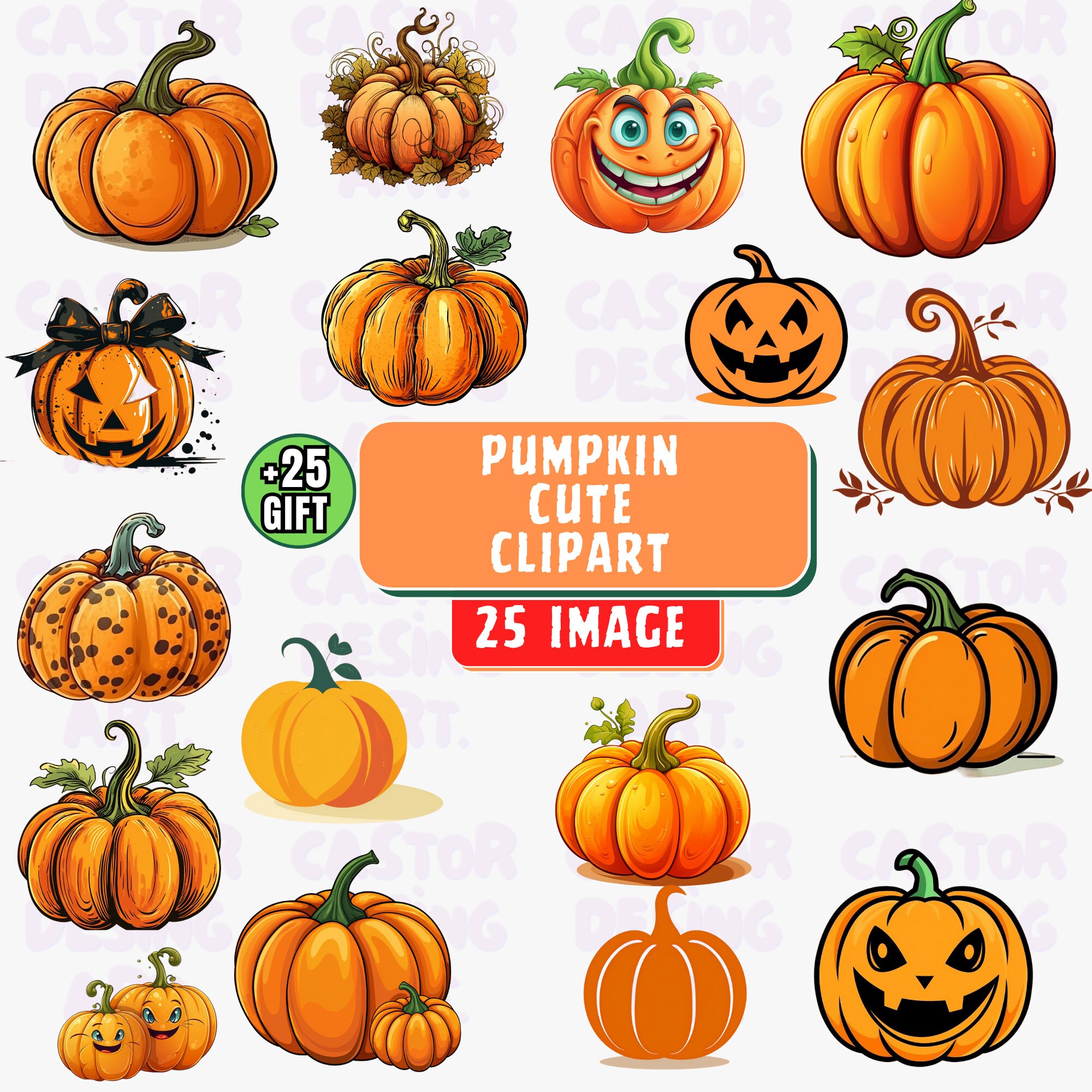 Pumpkin Cute Clipart Halloween Clipart Png Pumpkin Clipart - Etsy