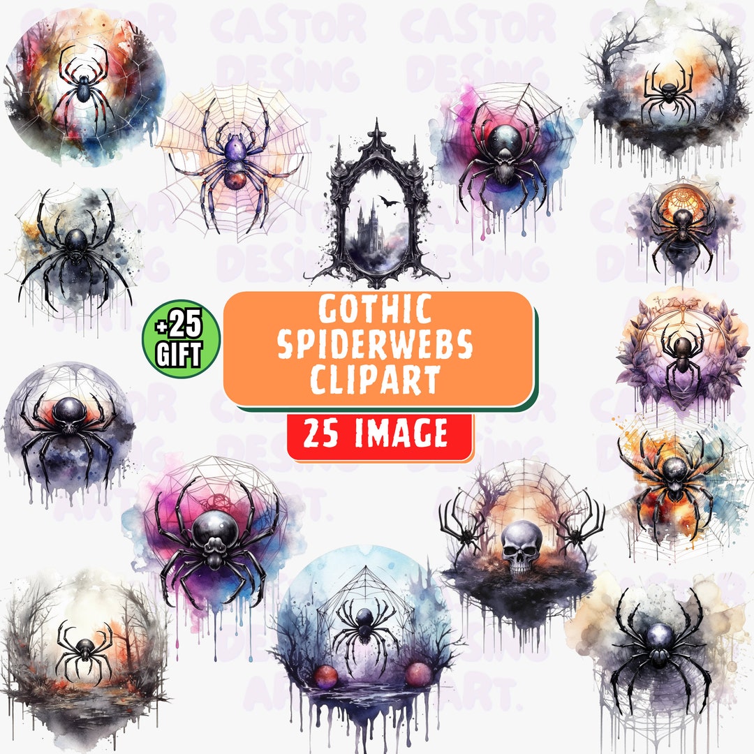 Gothic Spiderwebs Clipart, Crystal Spiders and Spiderweb Clipart ...