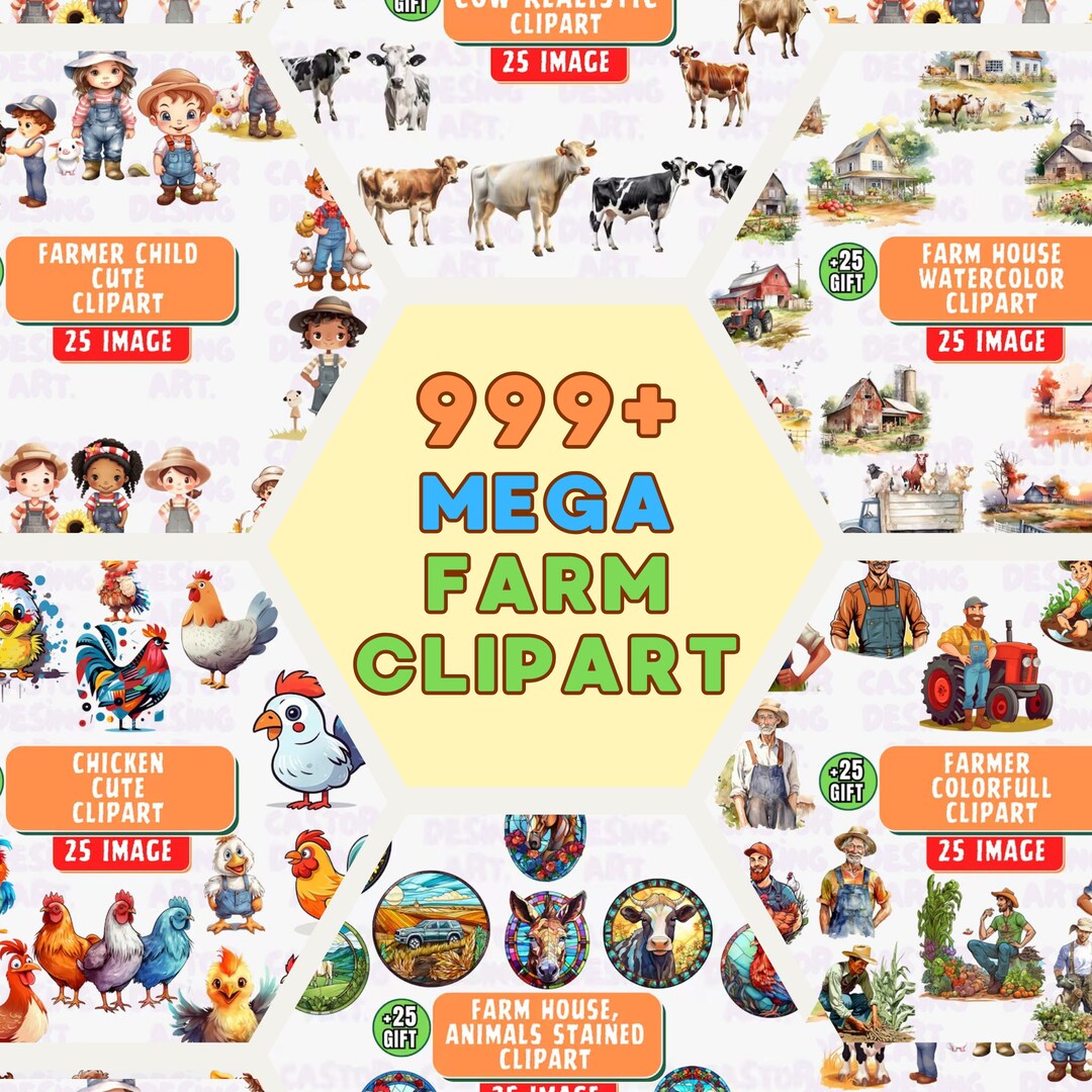 Farm Bundle Clipart, Farm Animals Watercolor Clipart, Farm Animals ...