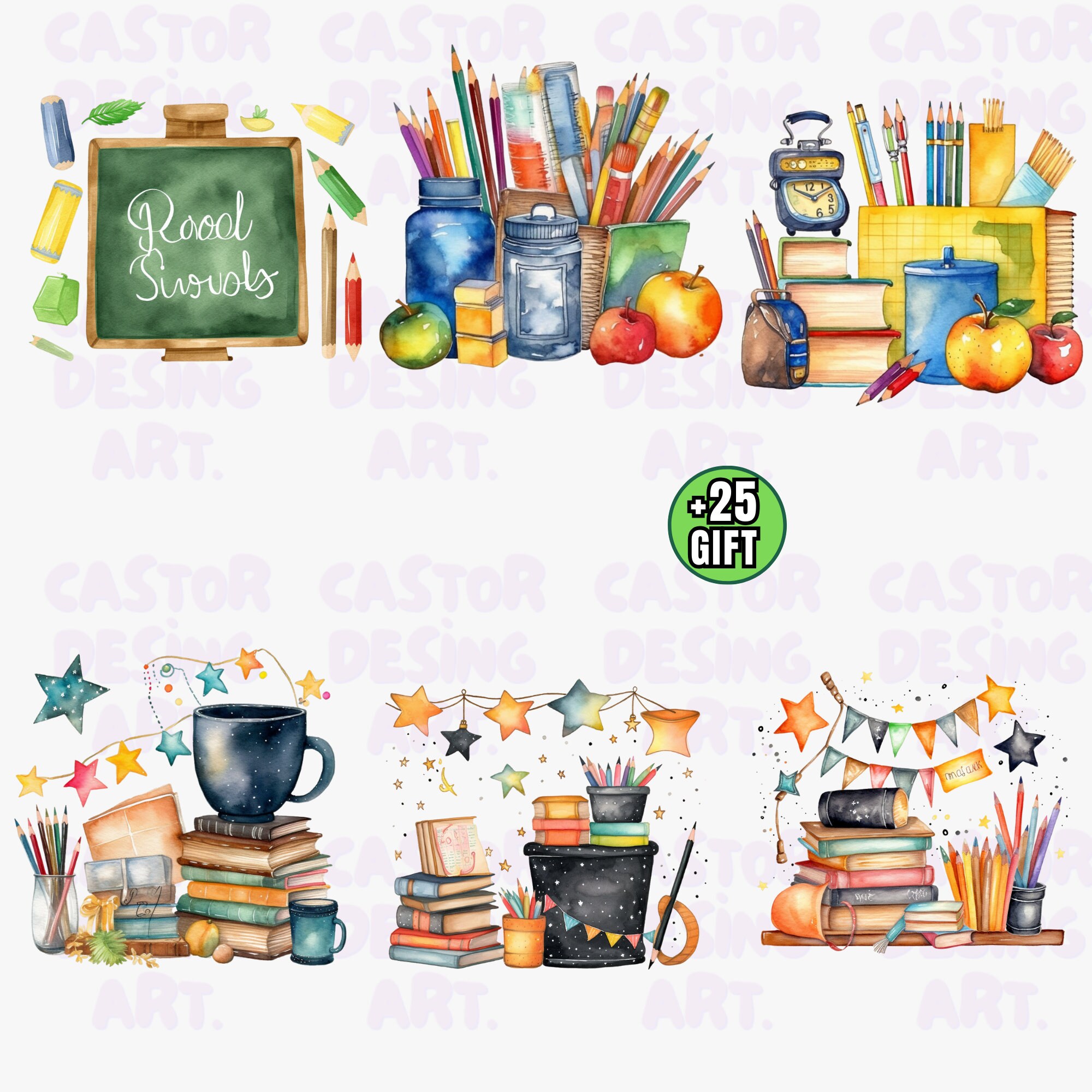 School PNG Cute Little School Clipart School Supplies Back - Etsy