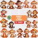 Monkeys Cute Watercolor Clipart Bundle Jungle Animals Cute - Etsy