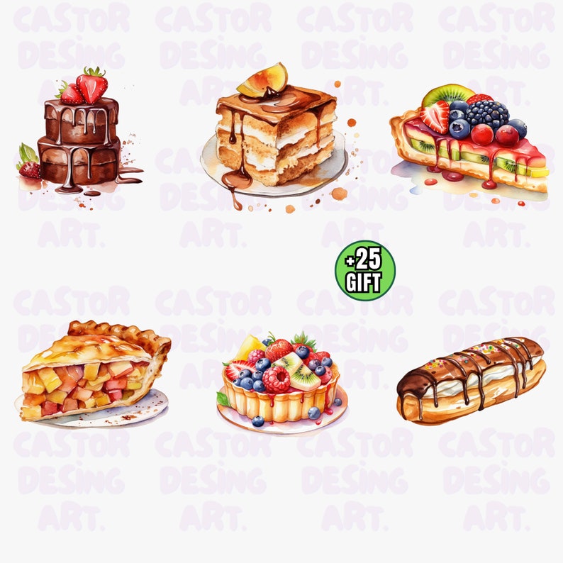 Bakeries Watercolor Clipart Bundle Bakery Images Sweet Treat - Etsy