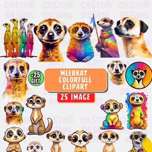 Watercolor Baby Meerkat Clipart Bundle, Cute Baby Animals, Baby Animal ...