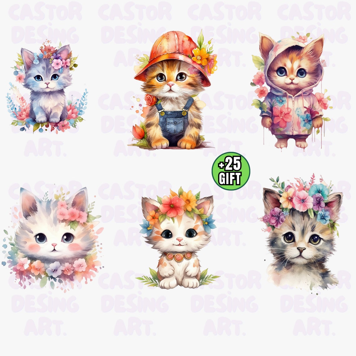 Cat Watercolor Clipart Watercolor Cats PNG Bundle Cats - Etsy