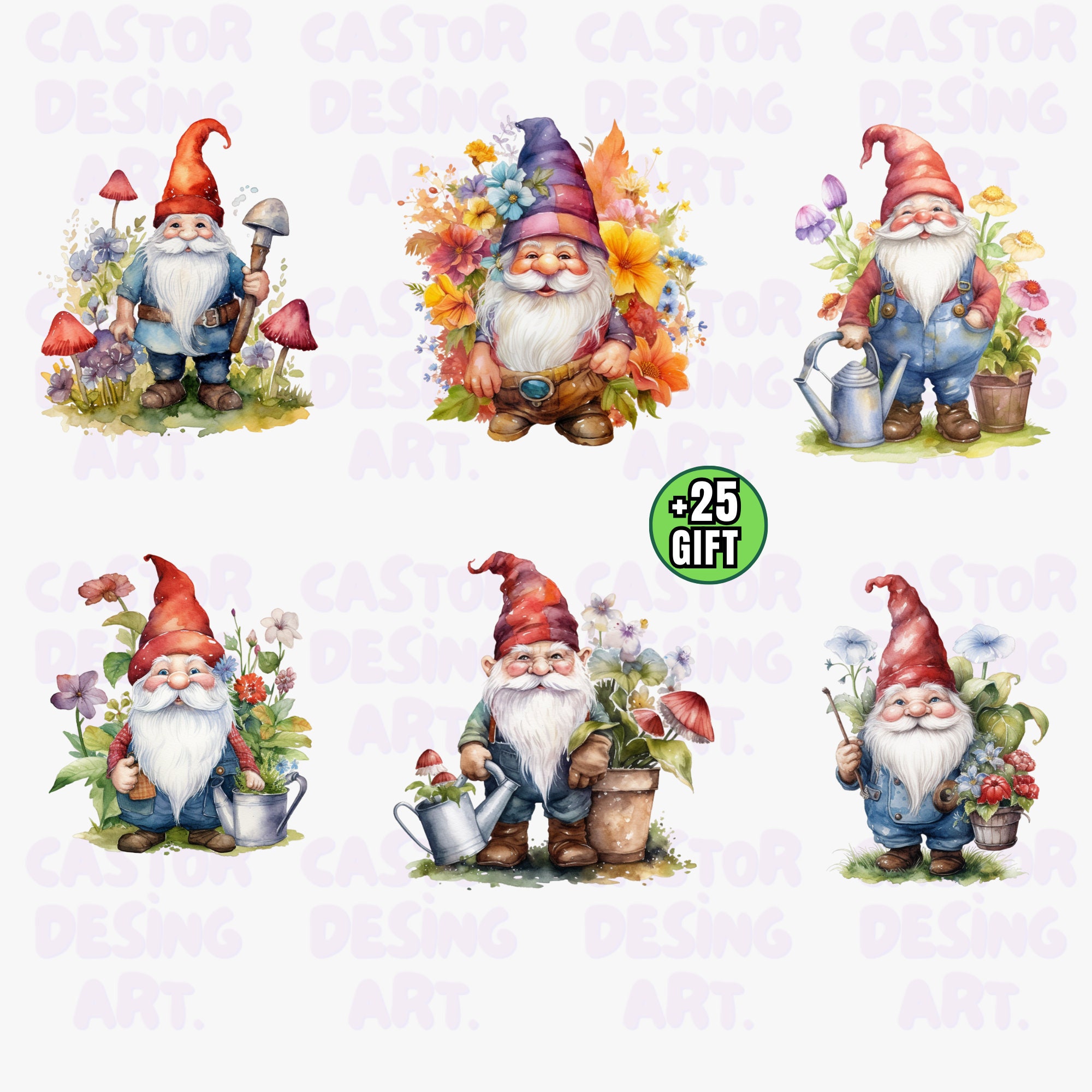 Rainbow Gnome Watercolor Clipart Fantasy Gnome Art for - Etsy