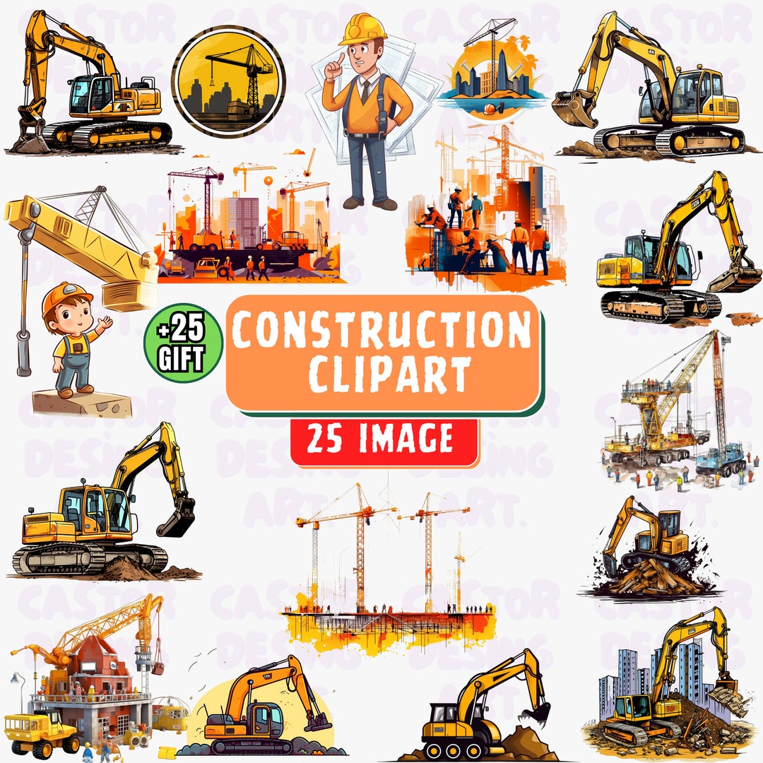 Construction Clipart Set, Construction Trucks Bundle Clipart ...