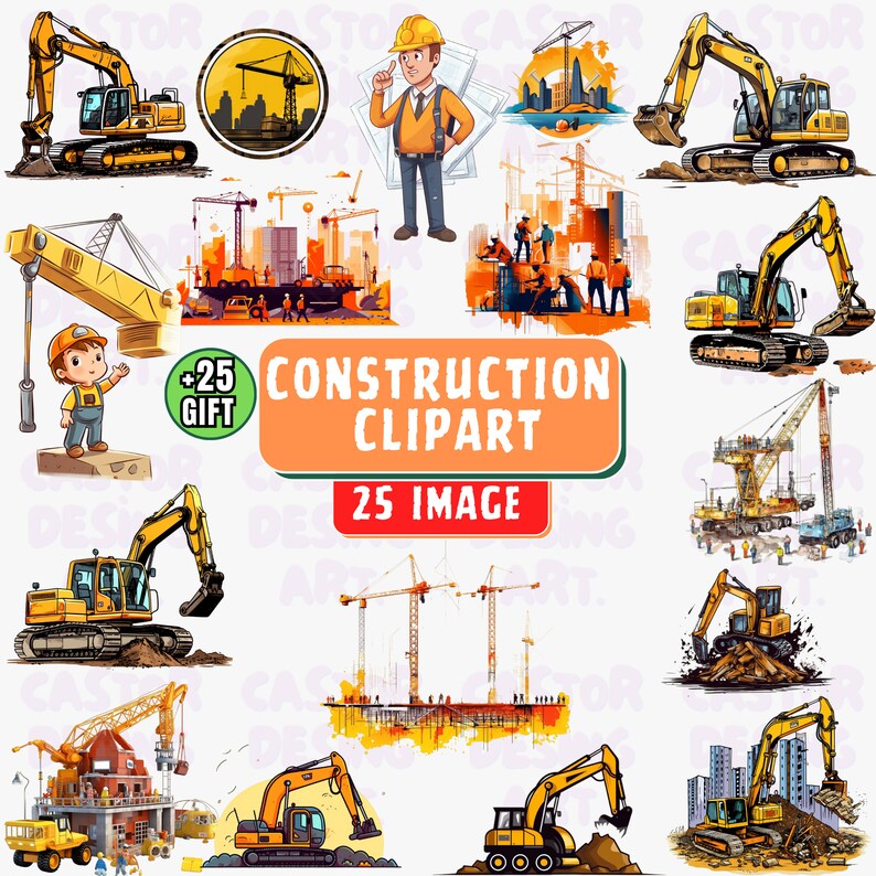 Construction Clipart Set Construction Trucks Bundle Clipart - Etsy
