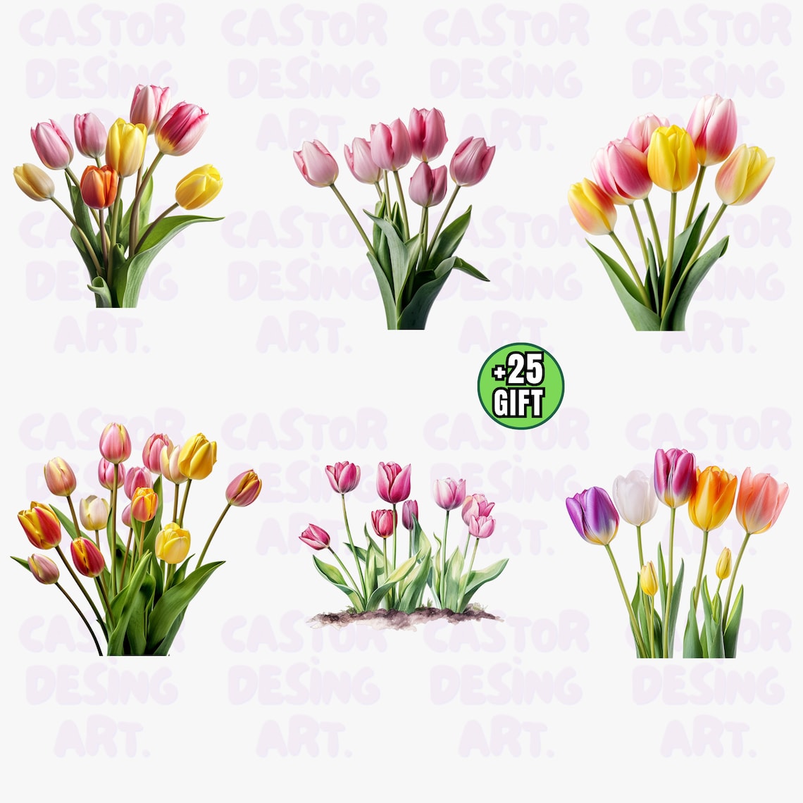 Tulip Clipart, Spring Tulips PNG, Watercolor Tulips PNG, Watercolor ...