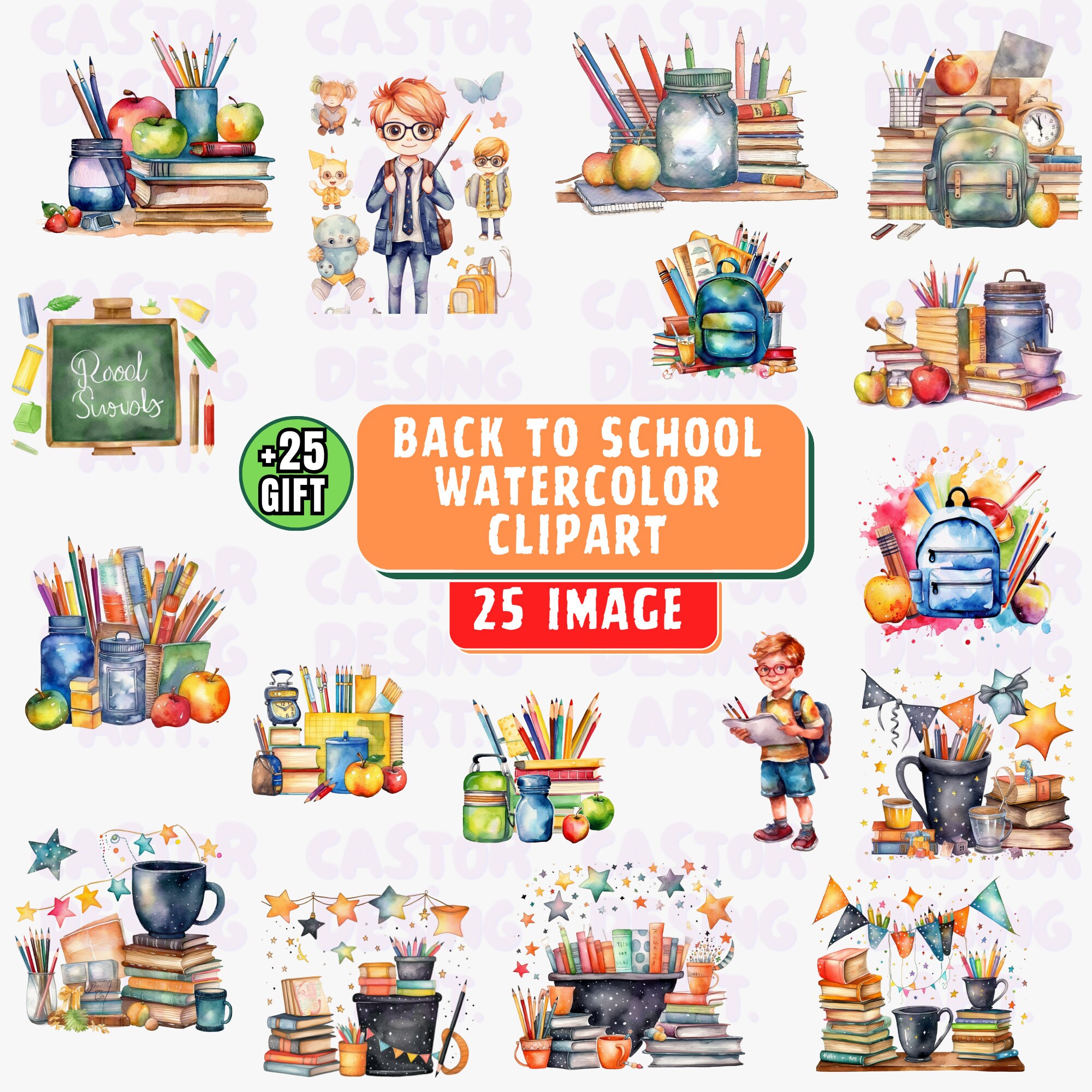 School PNG Cute Little School Clipart School Supplies Back - Etsy
