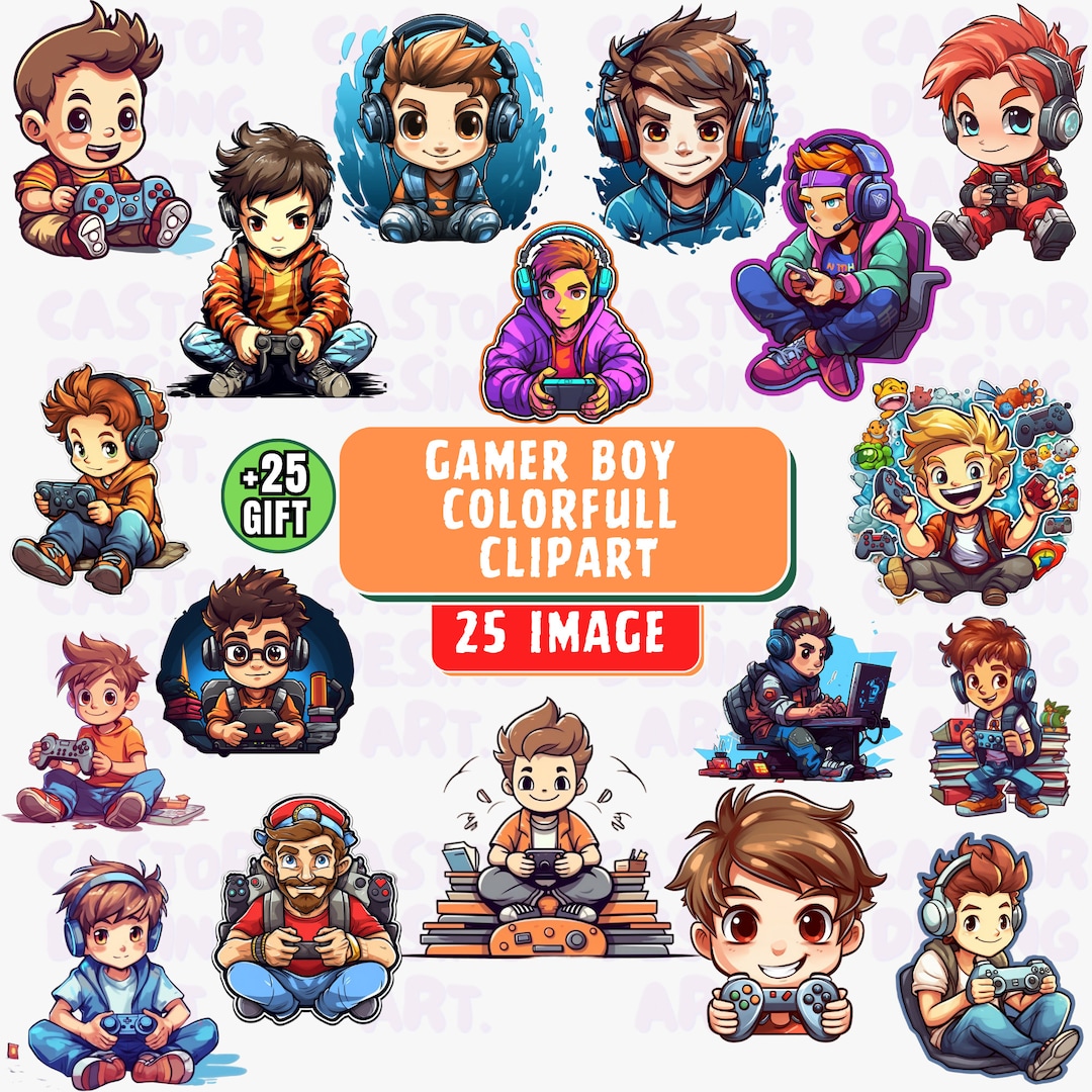 Cute Kawaii Gamer Boy, Video Game Player Clipart, Computer Gamer ...