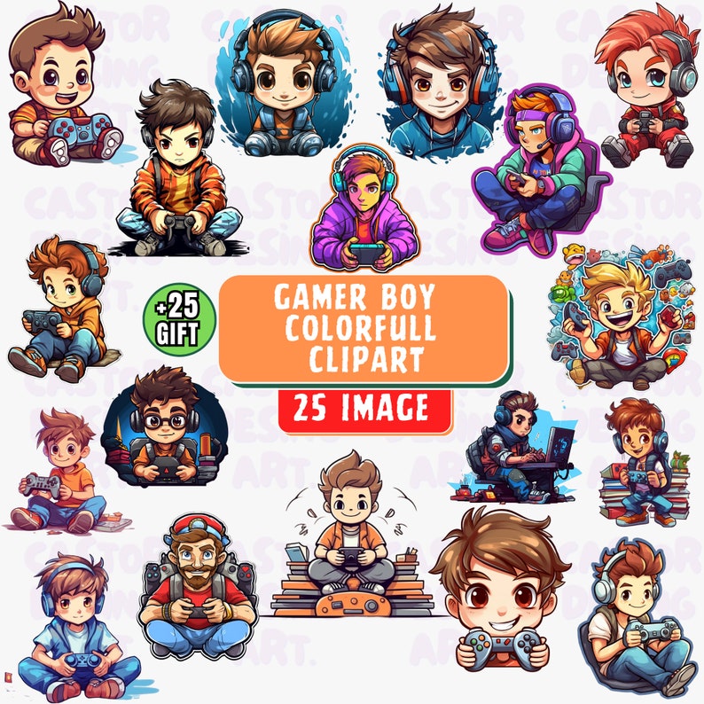 Cute Kawaii Gamer Boy, Video Game Player Clipart, Computer Gamer ...
