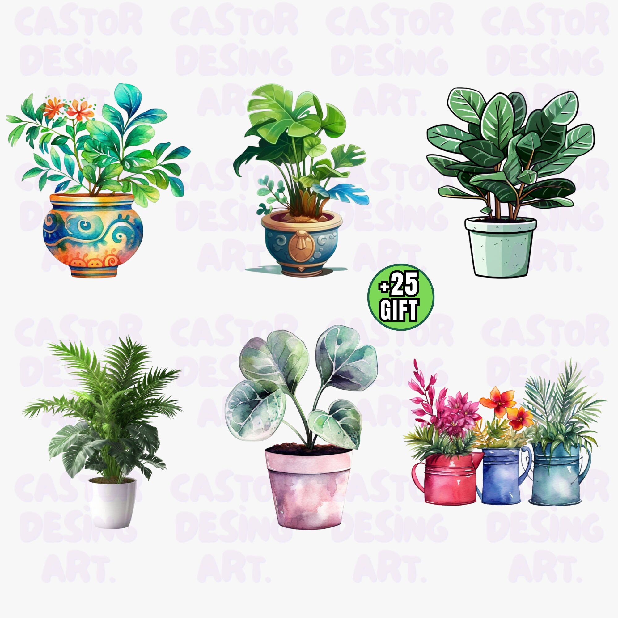Colorful House Plants Potted Clipart House Plant PNG - Etsy