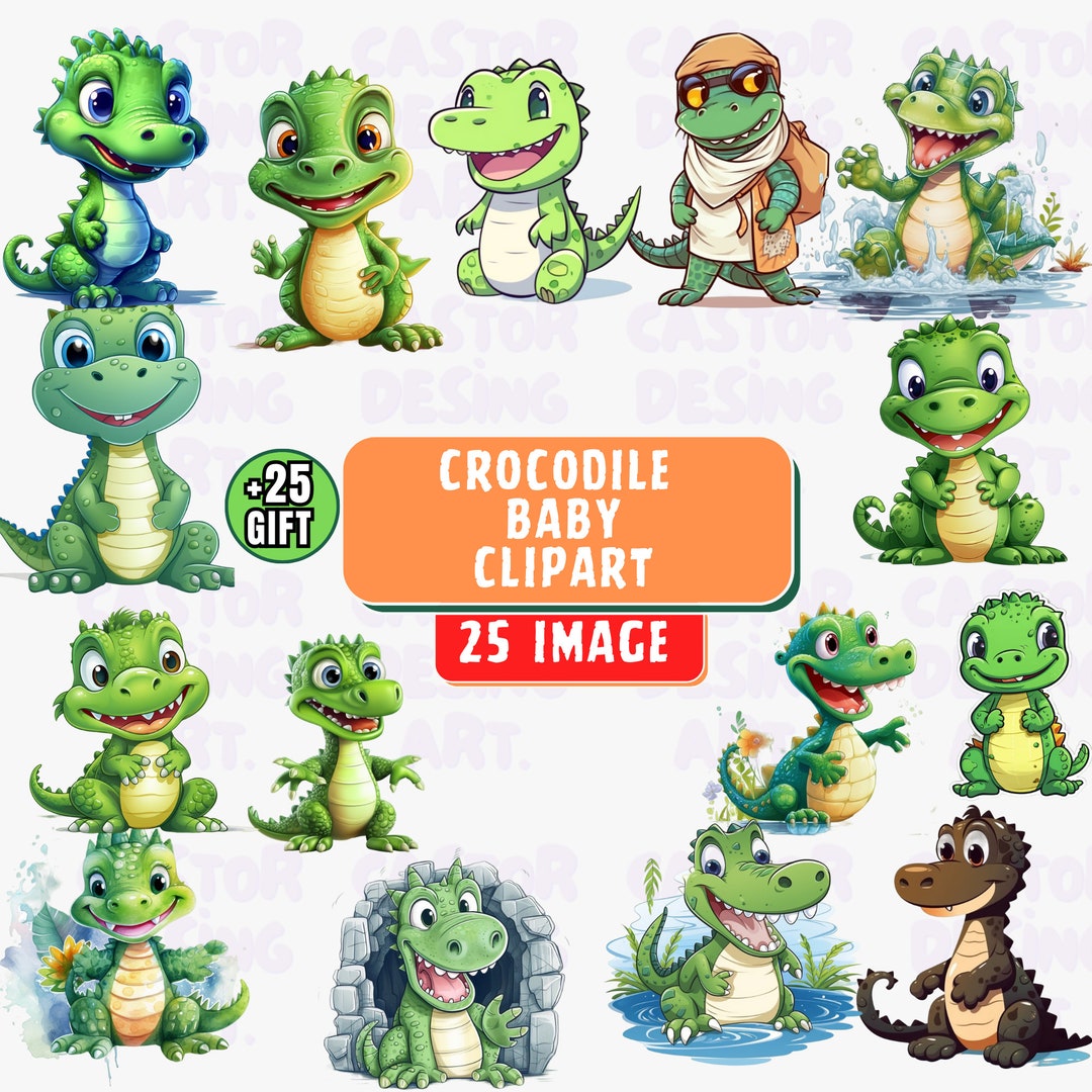 Baby Cute Alligator Clip Art Png, Watercolor Happy Alligator Clipart ...
