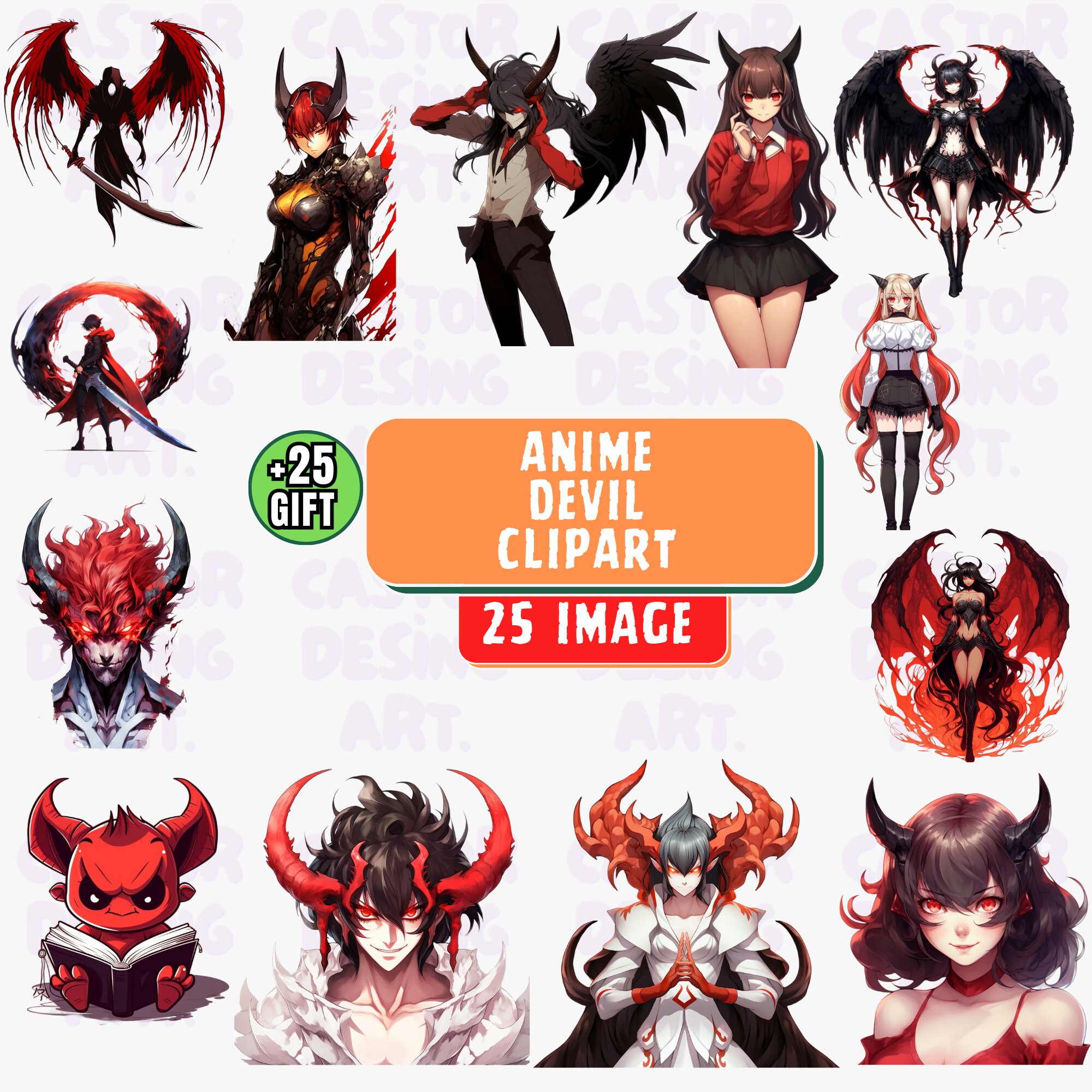Anime Devil Clipart, Anime Demon Girl Clipart, Chibi Demon Fighters ...