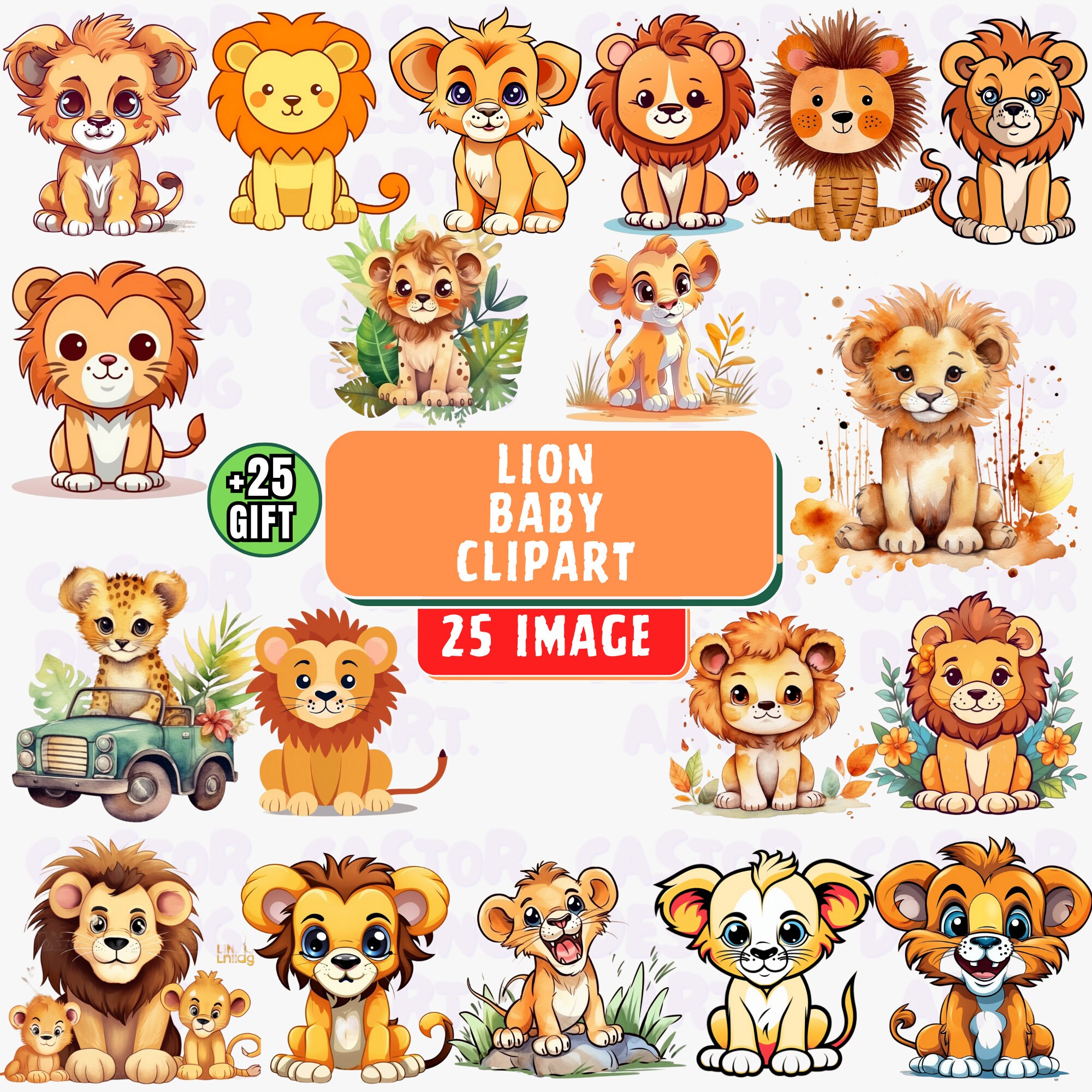 Watercolor Baby Lion, Baby Lion Clipart, Baby Lion PNG, Baby Lion ...