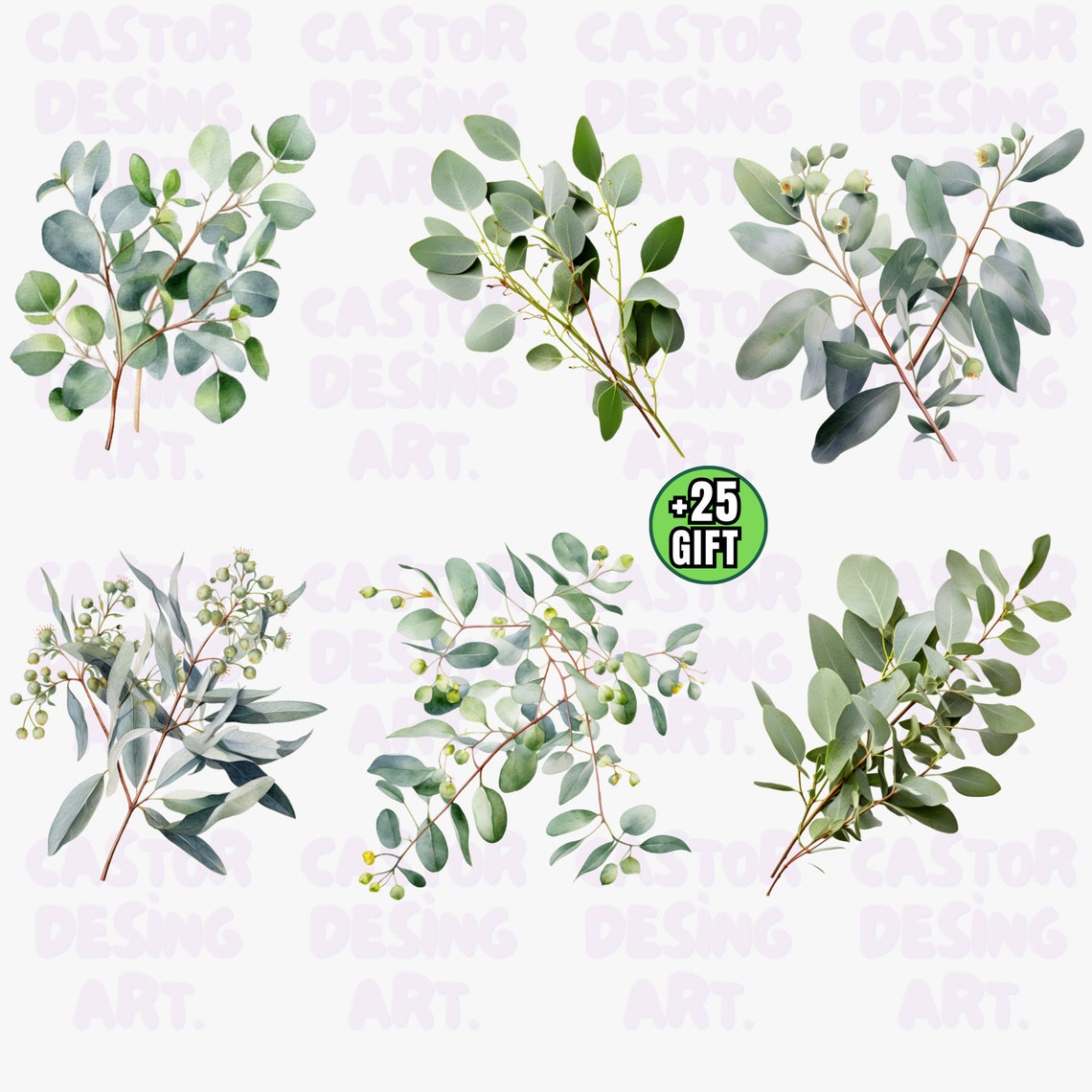 Eucalyptus Watercolor Border Eucalyptus Corner Border Wedding - Etsy