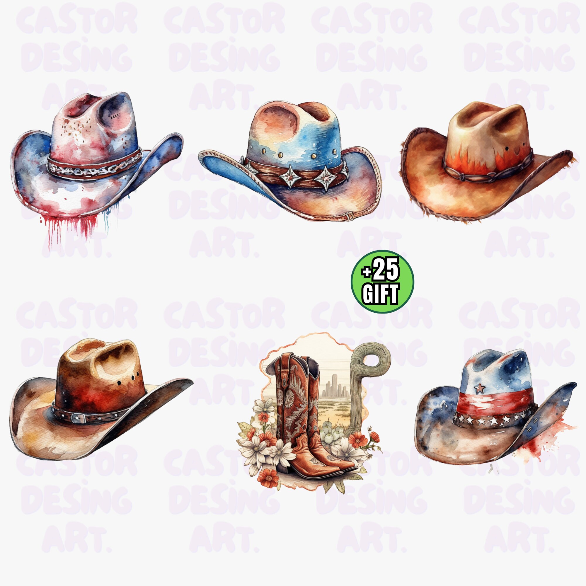 Watercolor Western Clipart, Cowboy Clipart Texas Cowboy Ranch PNG ...