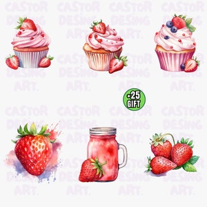 Strawberry Clipart, Watercolor Strawberry PNG, Kawaii Strawberry ...