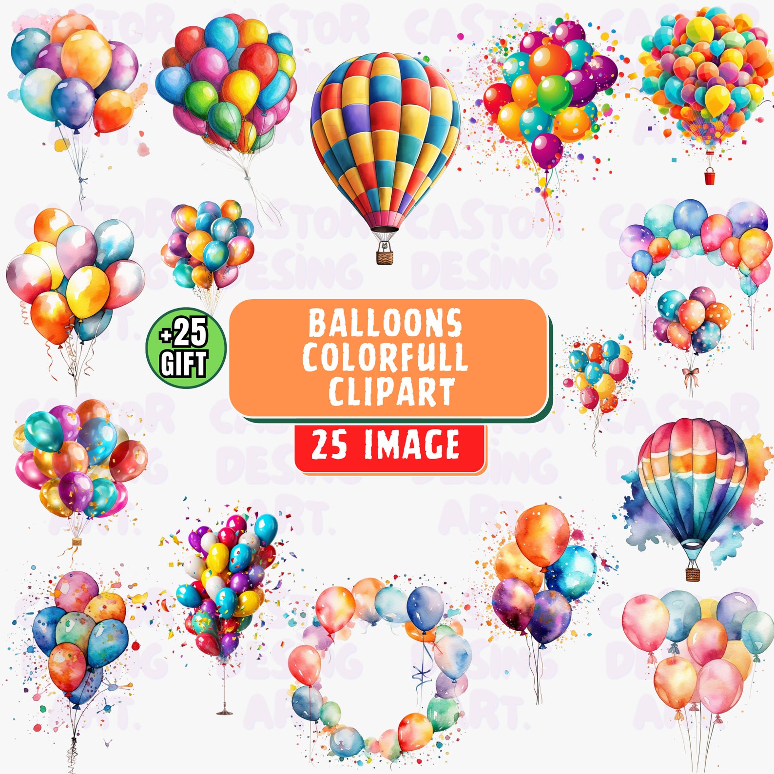Balloons Colorful Watercolor Clipart Png, Pastel Rainbow Balloons ...