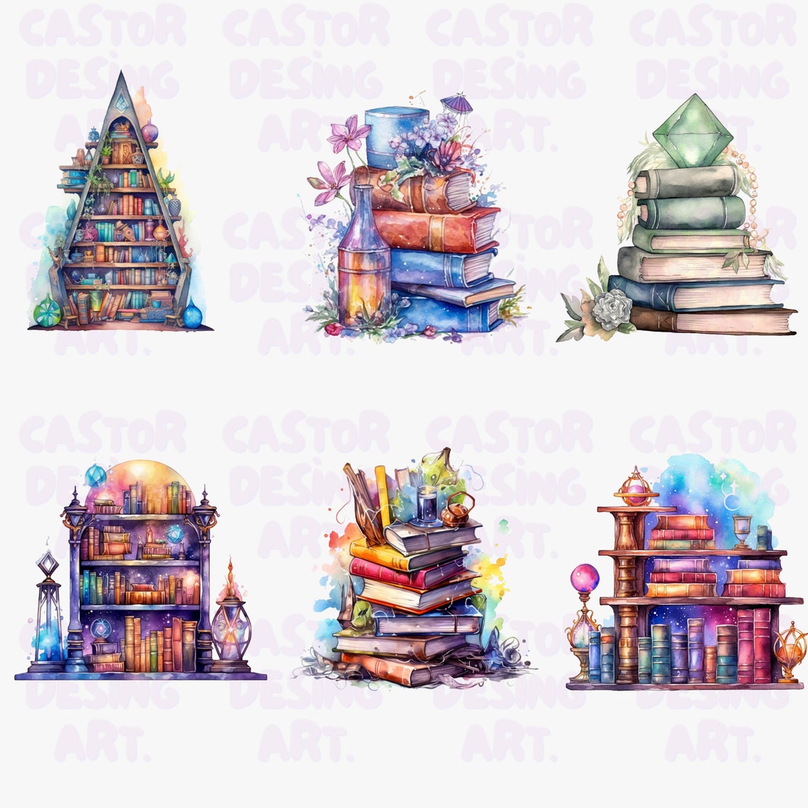 Watercolor Cottagecore Books Clipart Floral Antique Book Png - Etsy