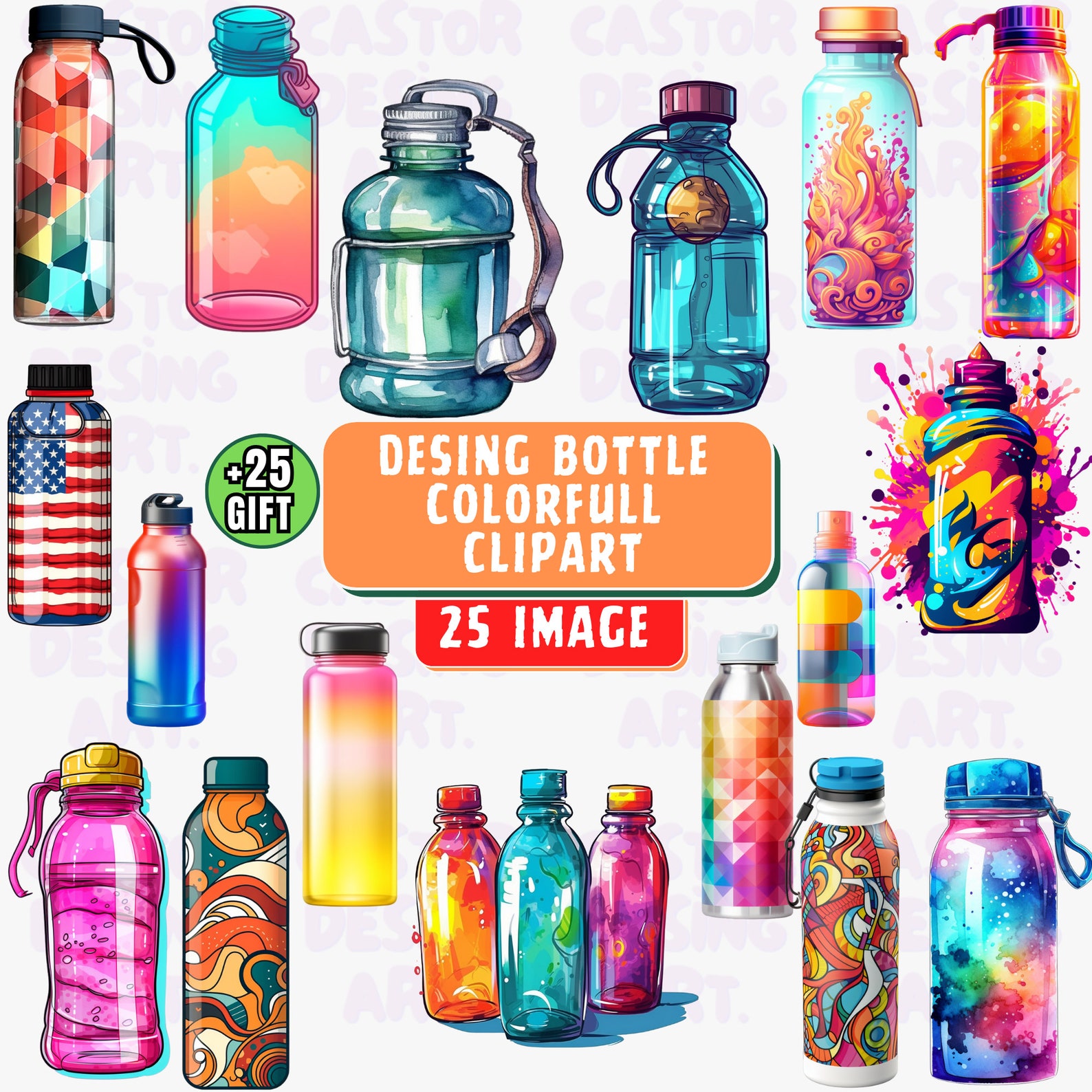 Water Bottle Clipart, Hydrate Digital Illustrations PNG, Fitness, Gym ...