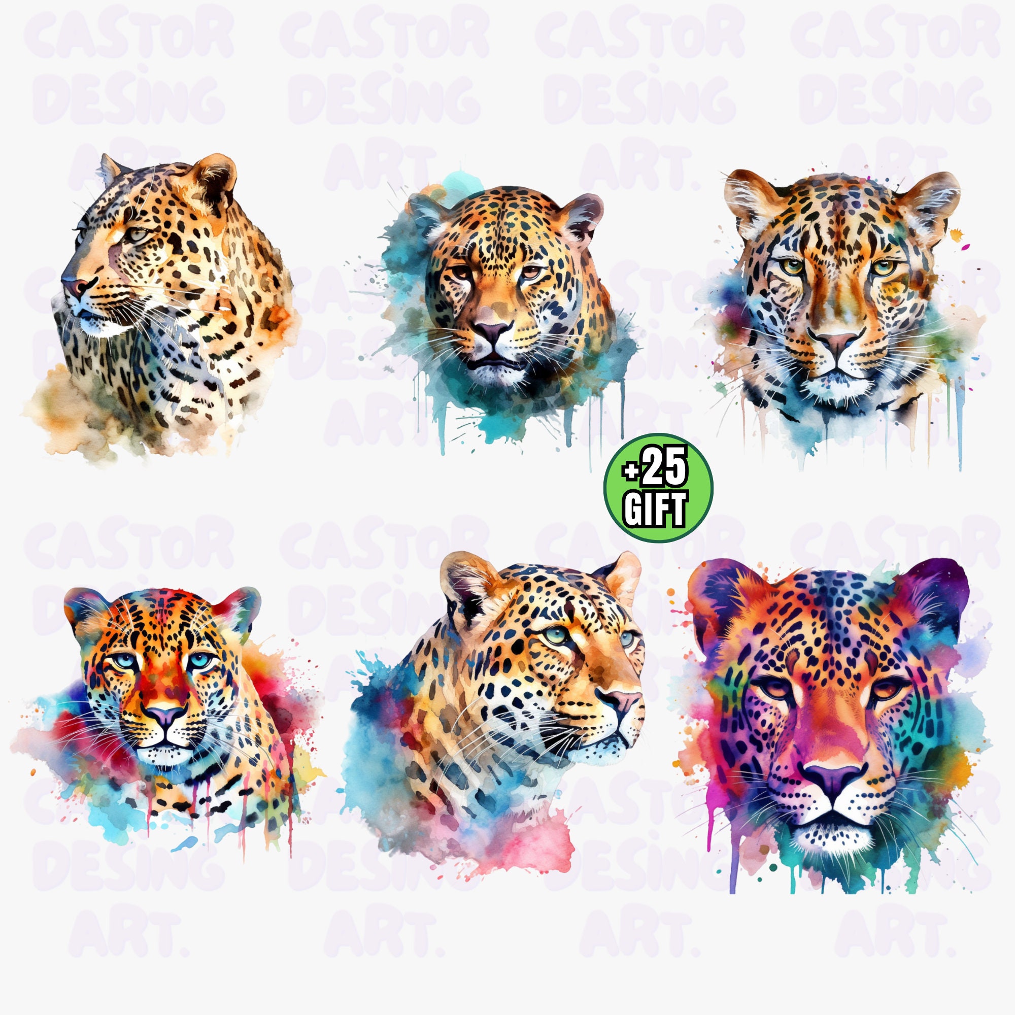 Leopards Clipart Digital Illustrations Leopard Clipart Forest - Etsy